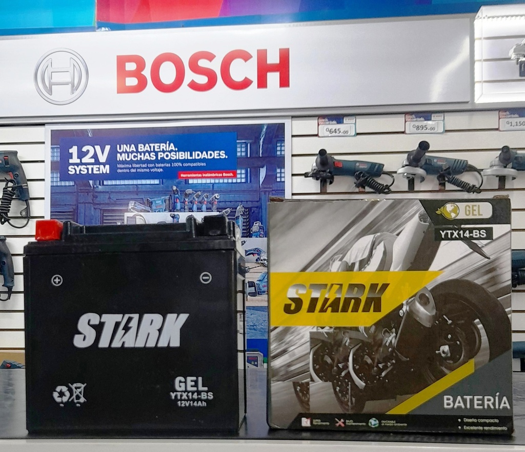 Bateria Moto YTX14-BS STARK GEL / 14 Ah / BOSCH- | CONSTRUHERRAMIENTAS